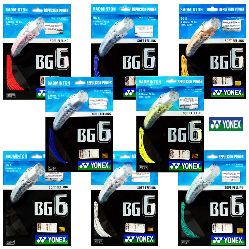 Yonex | Badminton String | BG-6 Badminton String (Multi-Color) | Shopee ...
