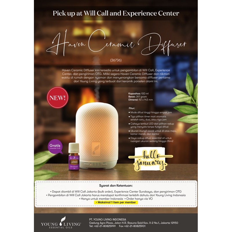 YOUNG LIVING Haven Ceramic Diffuser (indonesian plug) | Shopee Malaysia