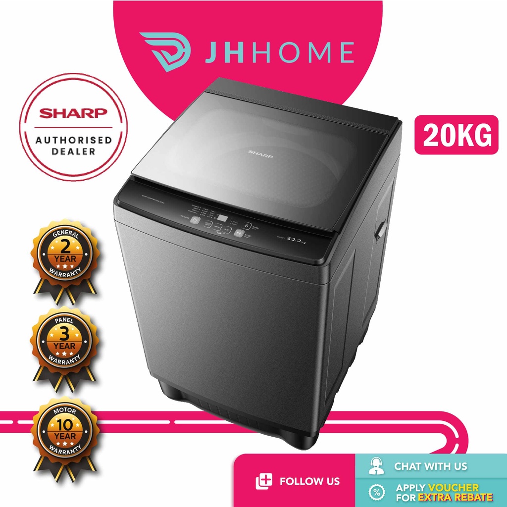 SHARP WASHING MACHINE TOP LOADING 10 Kg (ES-M1000T-GG), 40% OFF