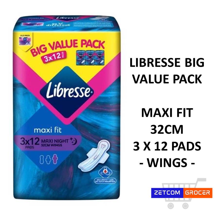 LIBRESSE MAXI FIT NIGHT 32CM WINGS (BIG VALUE PACK) | Shopee Malaysia