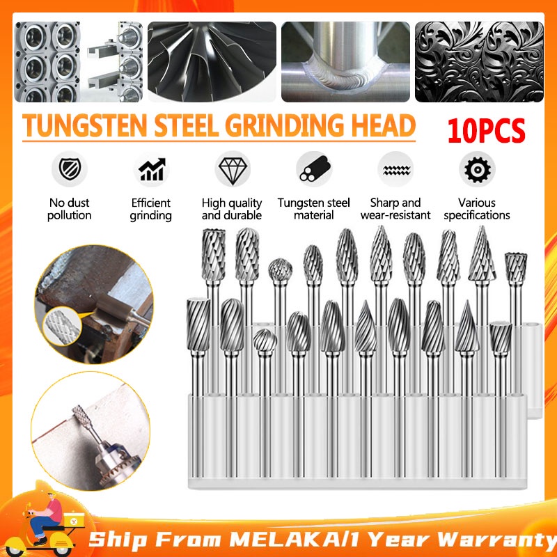 10pcs Tungsten Carbide Burr Set Double Cut Single Cut Porting Tool ...
