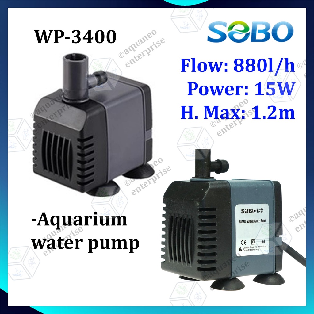 Sobo Aquarium Power Head Water Pump WP-3400 15W 880l/h | Shopee Malaysia