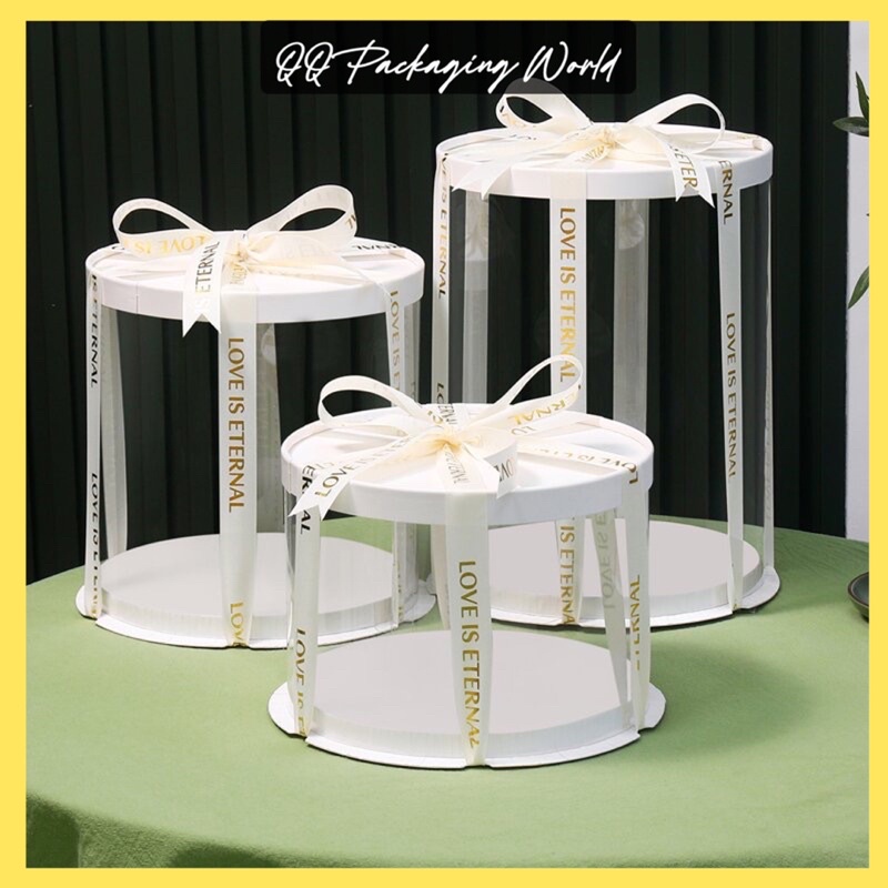 6 inch 8 inch Round Shape Birthday Cake Box Kotak Kek Bulat 圆形蛋糕盒 6 ...