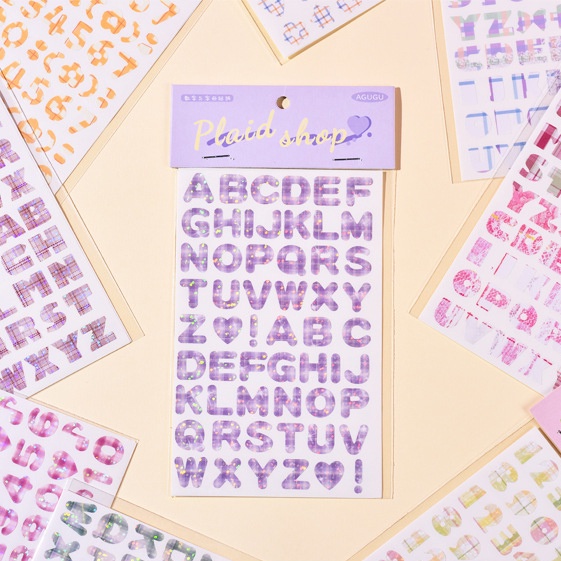(Clearance) Howoo 2s Plaid Checked Alphabet Number Sticker Planner ...