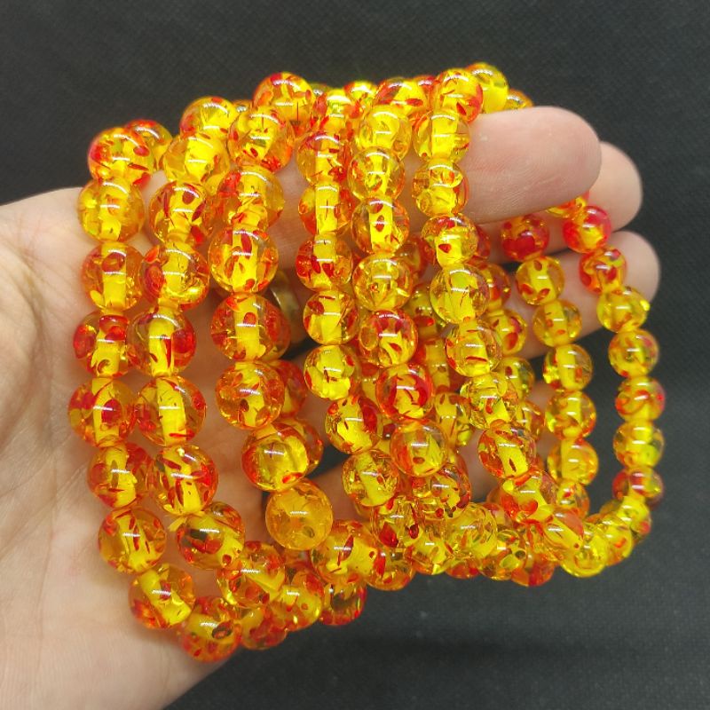 8mm & 10mm Flower Amber Crystal Bracelet | Shopee Malaysia