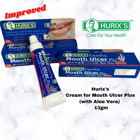 Hurix's Cream for Mouth Ulcer Plus (Improved with Aloe Vera) Mouth Pain ...