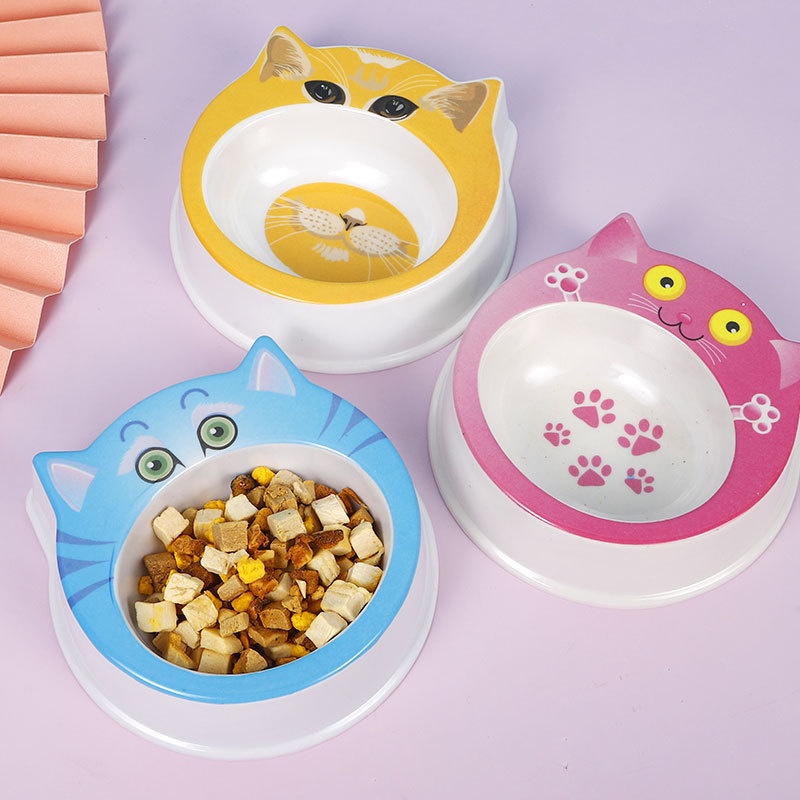 Pet Bowl/Cute Face Pet Bowl/Melamine Cartoon Cat Face Pet Food Drinking ...
