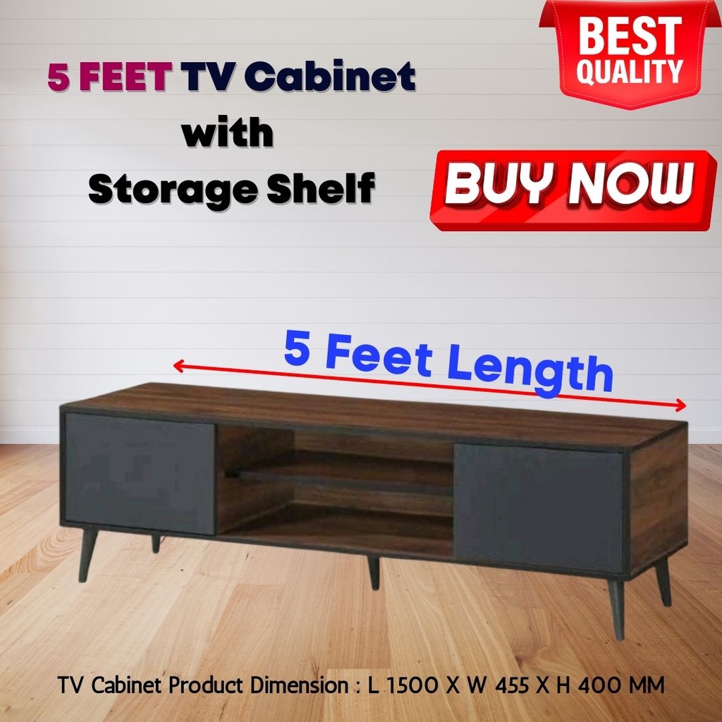 Rak TV with Storage Shelf TV Cabinet 5ft Rack TV Modern Living Room 2 ...