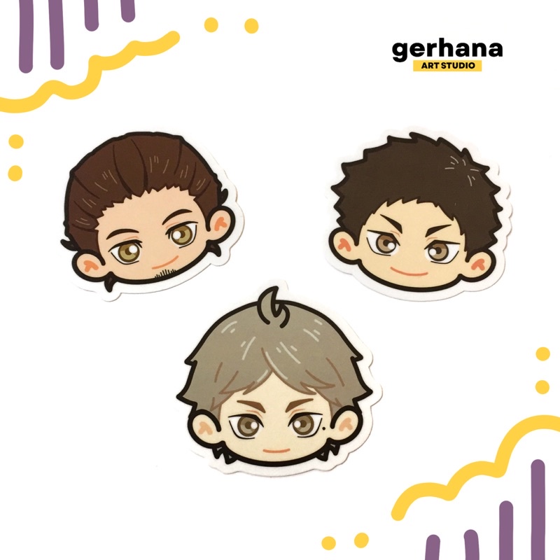 Haikyuu Karasuno High School Volleyball Club Third Years Chibi Stickers ...