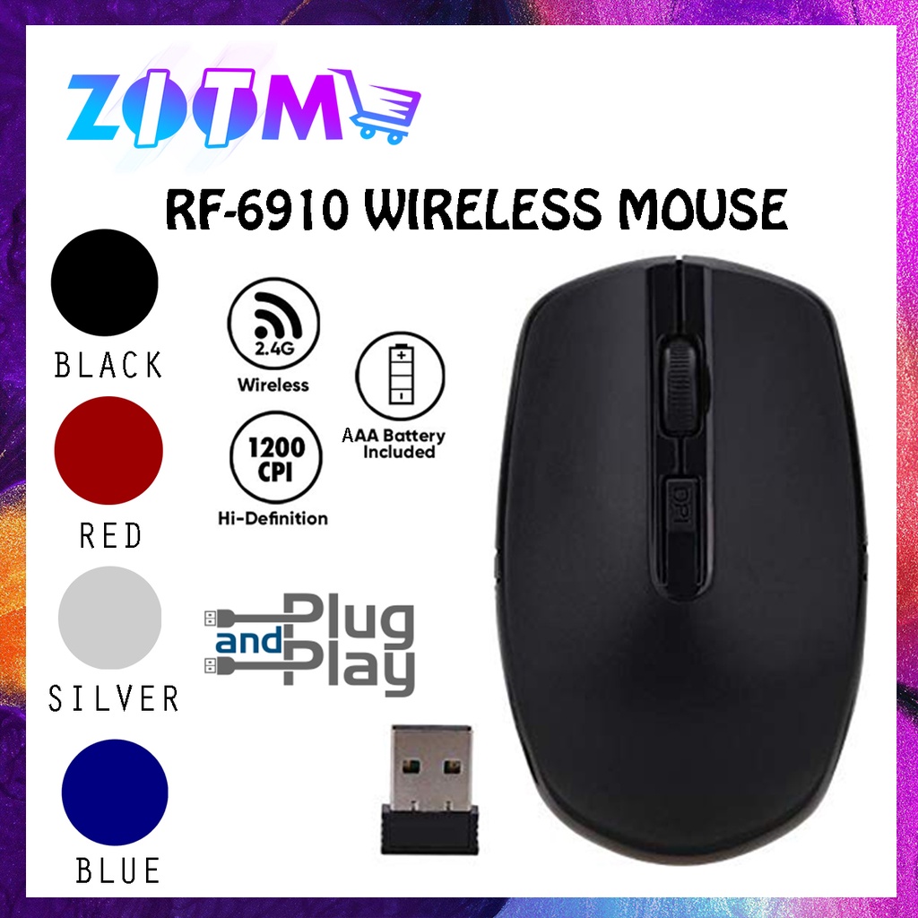 RF-6910 2.4GHZ WIRELESS MOUSE 1600DPI ASUS ACER HP MSI NOTEBOOK LAPTOP ...