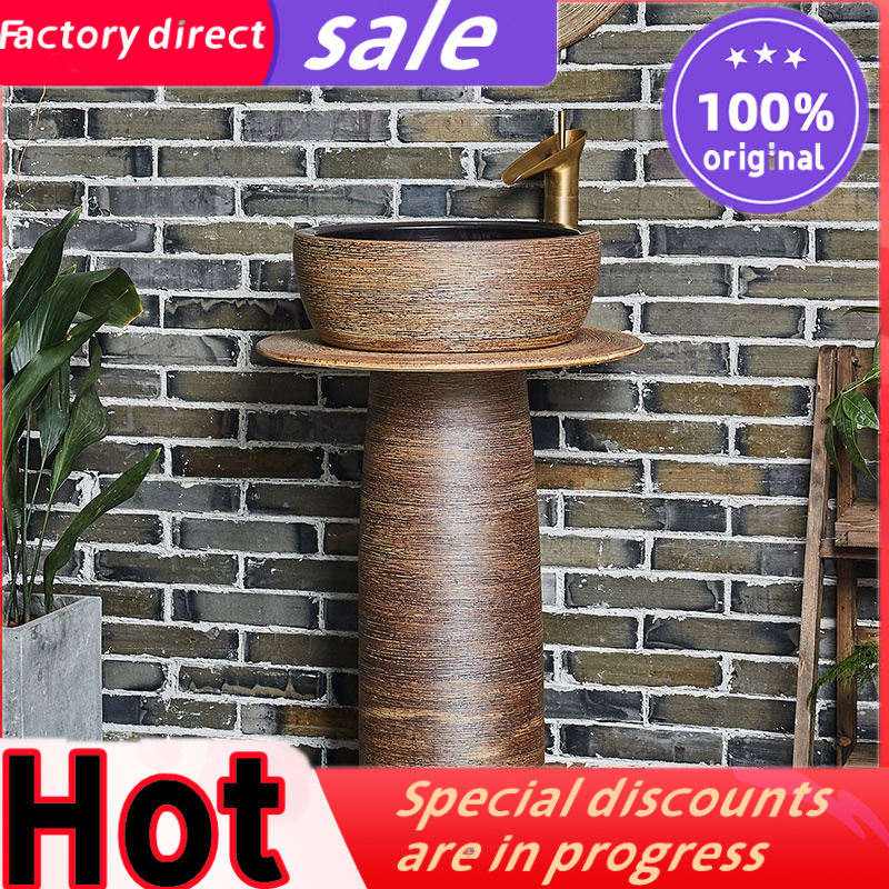 Yuan Painting Ceramic Art Column Type Washbasin Outdoor Sink Balcony ...