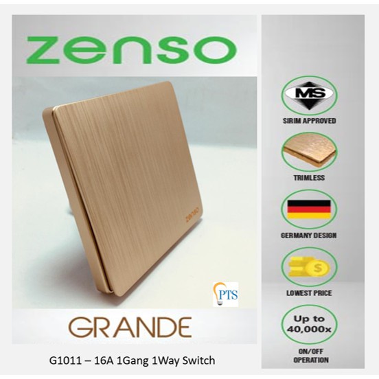 Zenso Grande - Suis 16A 1Gang 1Way & 1Gang 2Way Switched - Gold Color ...