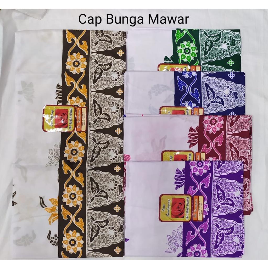 KAIN SEMBAHYANG CAP BUNGA MAWAR / SARUNG BATIK CAP BUNGA MAWAR | Shopee ...