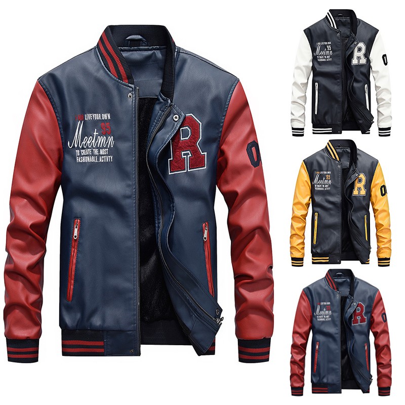 【SALE】Men Leather jacket Motorcycle Pu Winter jackets Bomber jaket ...