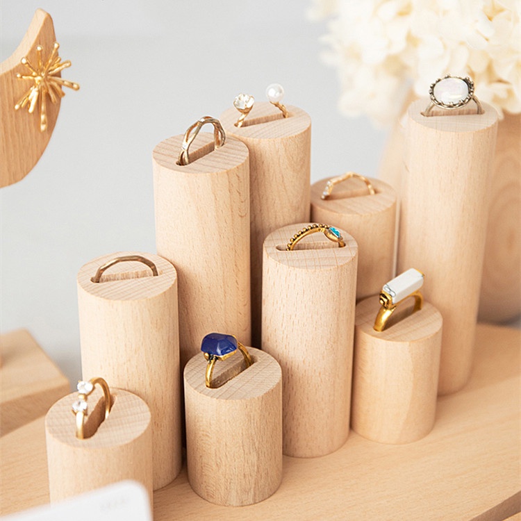 Jewelry Display Stand Display Cone-Shape Jewelry Holder Ring Stand wood ...