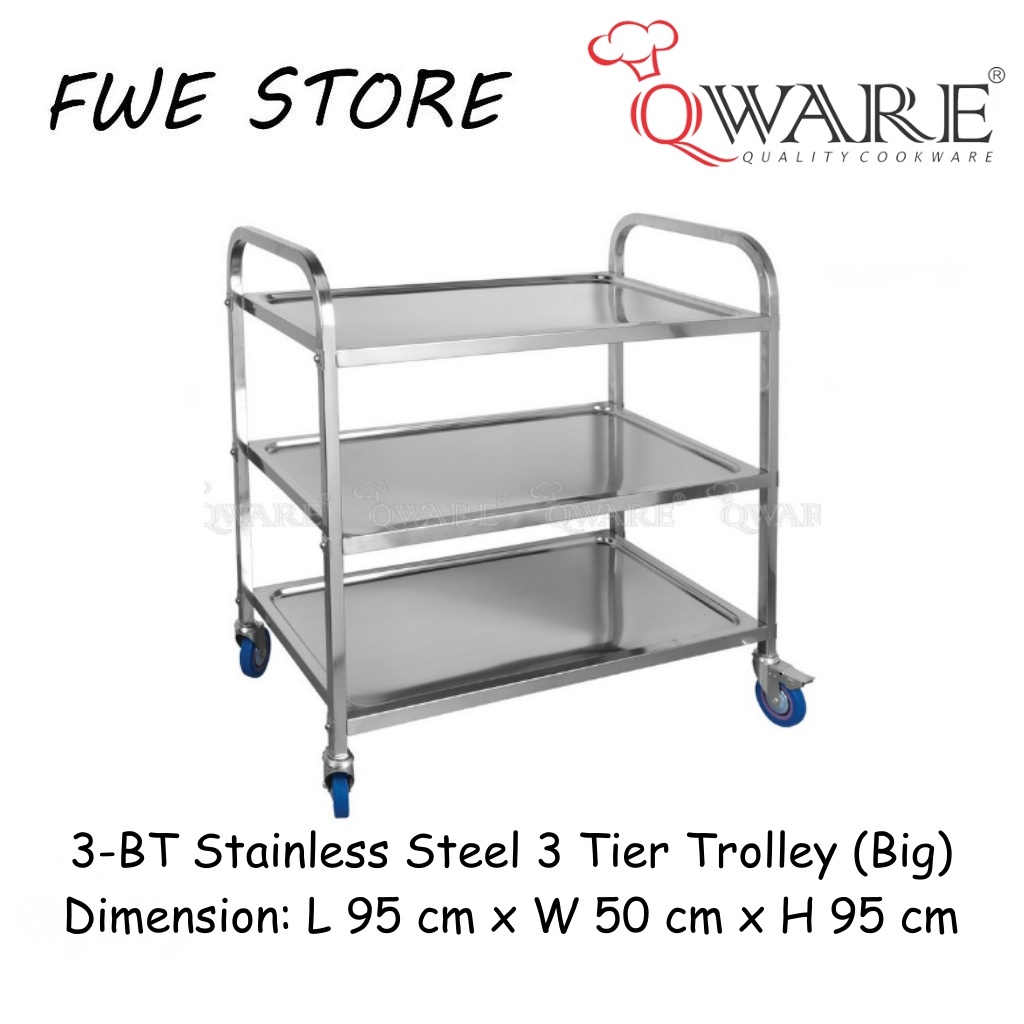Qware 3-BT Stainless Steel 3 Tier Trolley / Food Trolley / Restaurant ...
