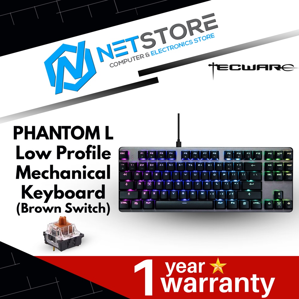 TECWARE PHANTOM L RGB LOW PROFILE MECHANICAL KEYBOARD - BROWN SWITCH ...