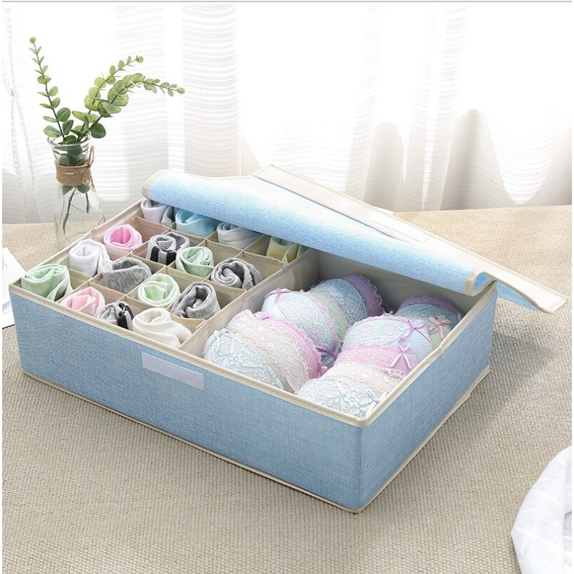 17 Grids Underwear Bras Socks Storage Box Wardrobe Organizer Kotak Baju ...