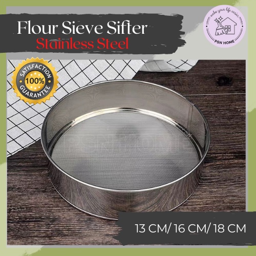 Round Stainless Steel Flour Sieve Sifter 12cm / 15 cm / 18cm | Shopee ...