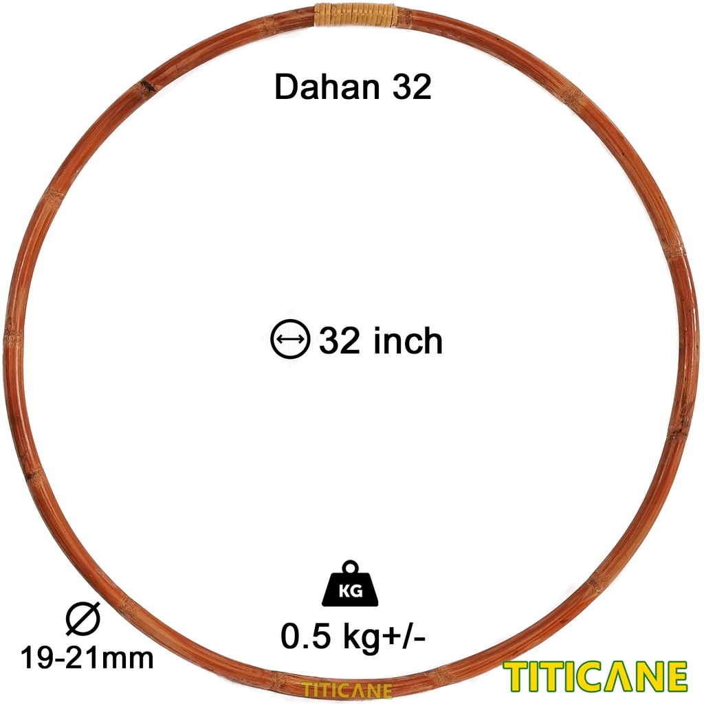 TITICANE Standard Hula Hoop [ Dahan 32 inch ] [ Rattan / Rotan ...