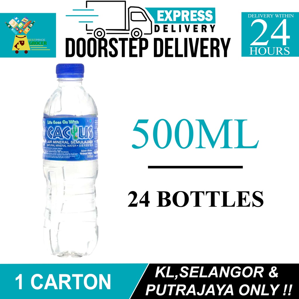 CACTUS NATURAL MINERAL WATER- 500ML X 24 BOTTLES (24 BOTTLES) | Shopee ...