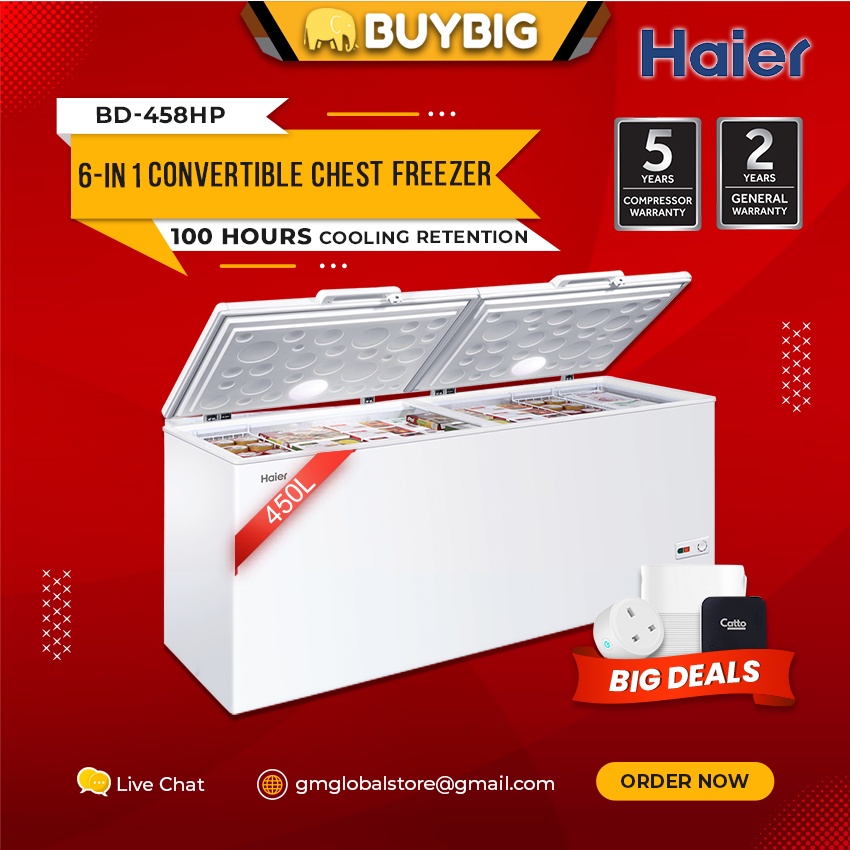 [West Malaysia] Haier 6-in 1 Convertible Chest Freezer BD-458HP (450L) (2,5 YEARS WARRANTY ...