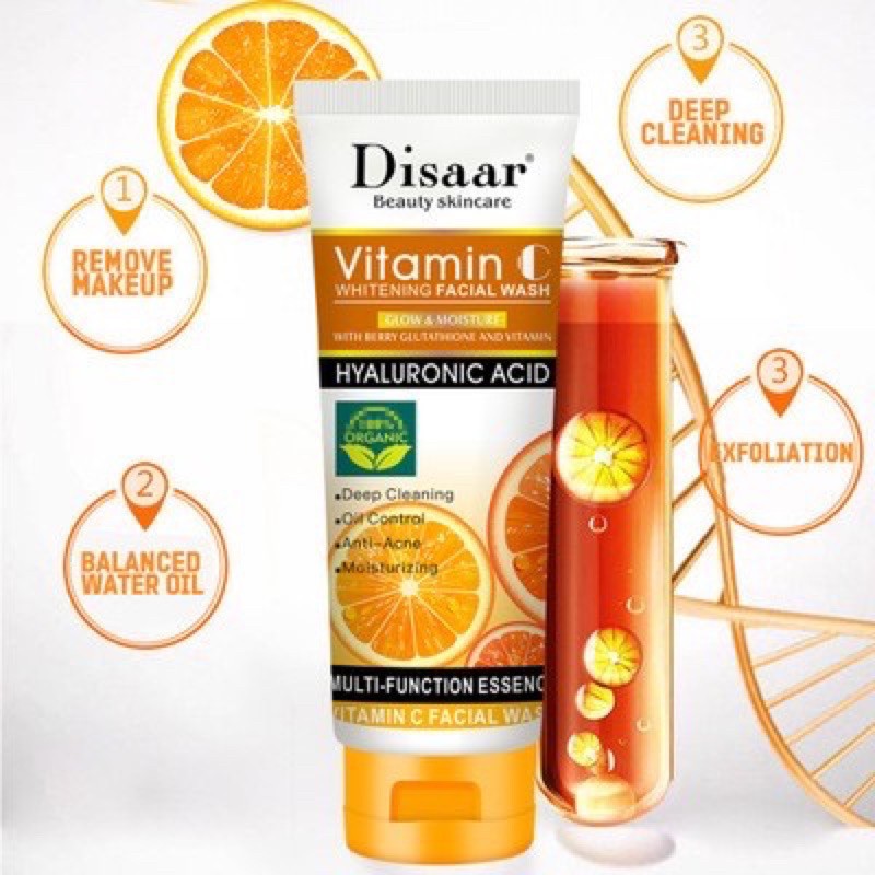 DISAAR HA Vitamin C Glow & Moisture Whitening Facial Cleanser with ...