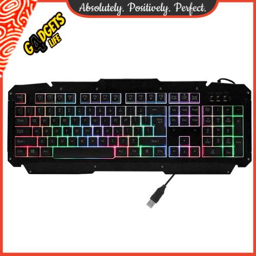 USB Wired Keyboard Rainbow Backlit with Metal Panel Suspended Keys for ...