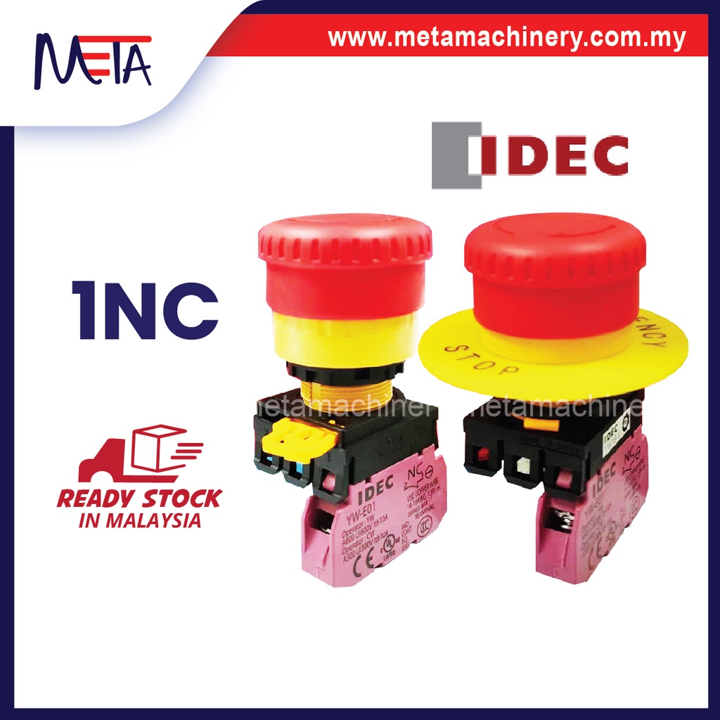 Idec Emergency Stop Button 22mm 1nc Yw Series Emergency Stop Switches