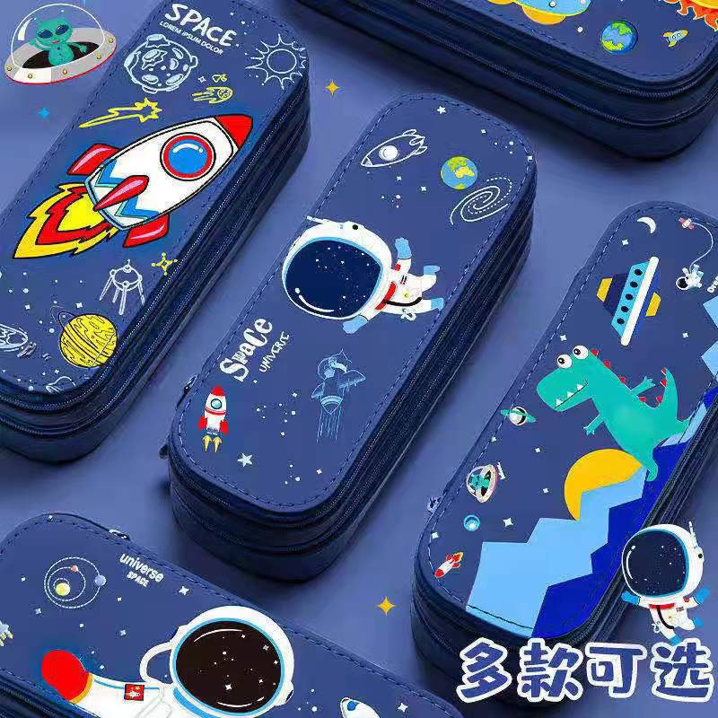 Pencil Case Stationery Bag Space Astronaut Dinosaur ins Double Layer ...