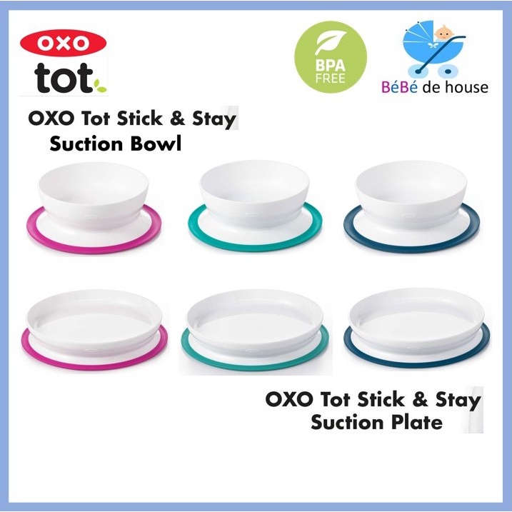 OXO TOT Alat Makan Bayi Pinggan Mangkuk Utensil Sticky & Stay Suction Bowl / Plate - 1 Pcs ...