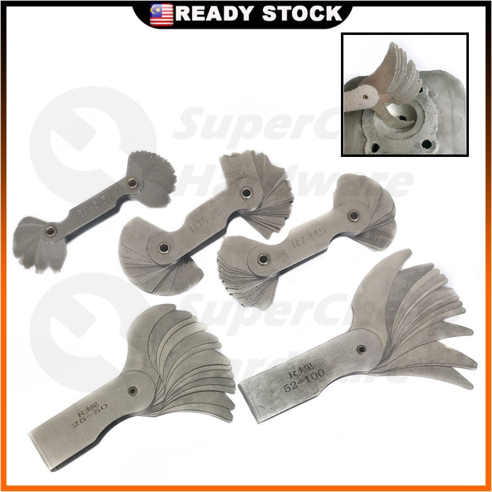 Radius Gauge R1-R100 Fillet Gauge Feeler Metric Engine Cylinder Head ...