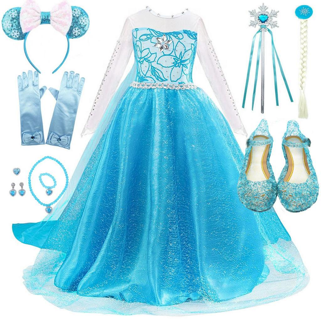 Princess Dresses Snow Queen2 Girls Fancy Anna Elsa Costume Birthday ...