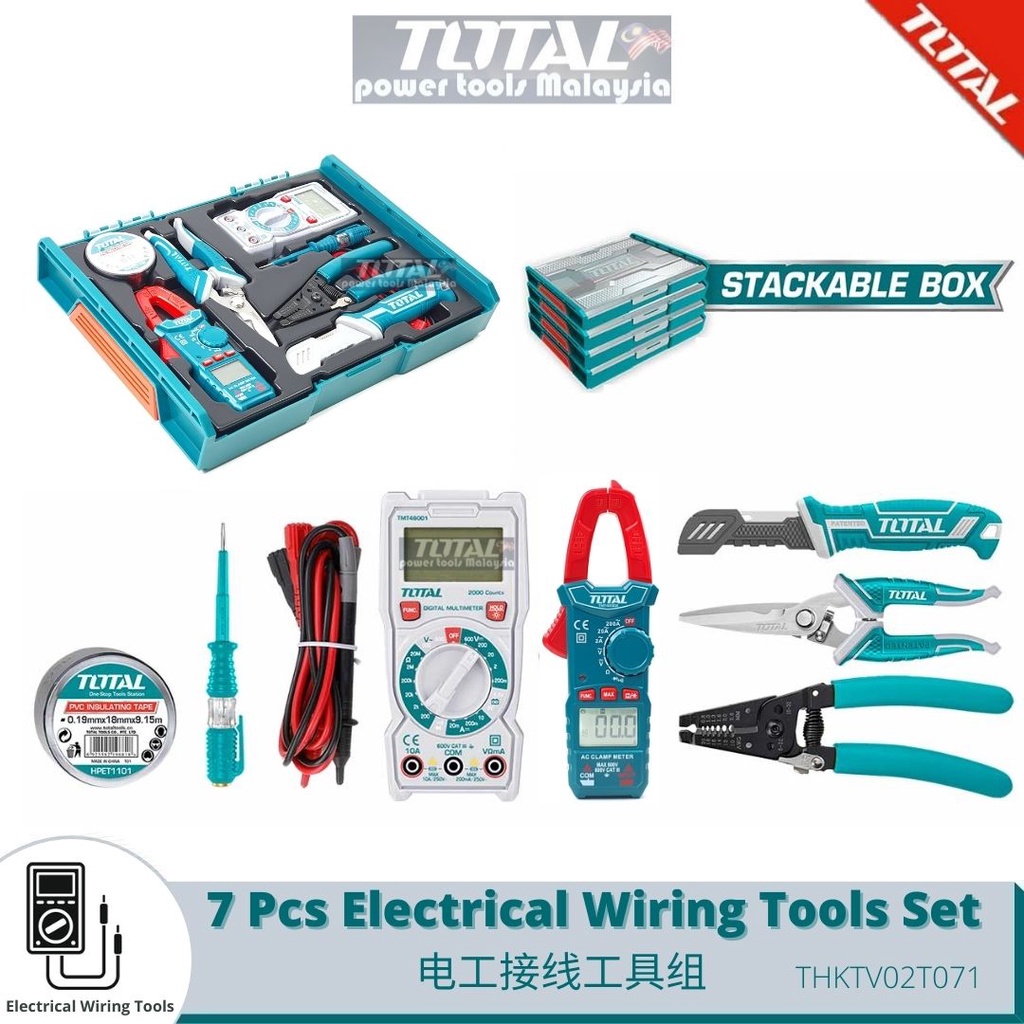 TOTAL 7 Pcs Electrical Wiring Tools Set 电工接线工具组 - THKTV02T071 | Shopee ...