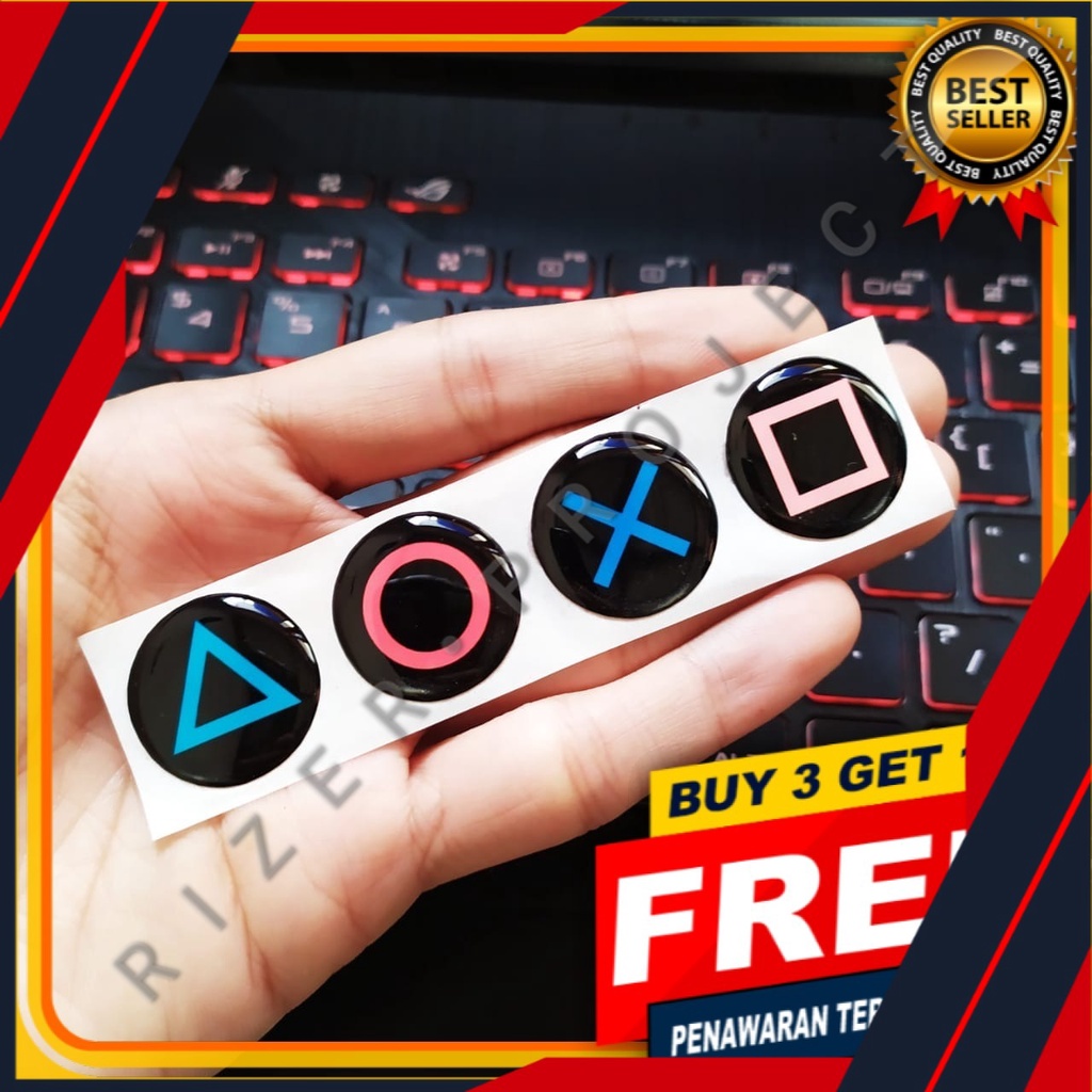 4 Pcs Playstation Buttons 2.2cm Diameter 3D Resin Vinyl Sticker for ...