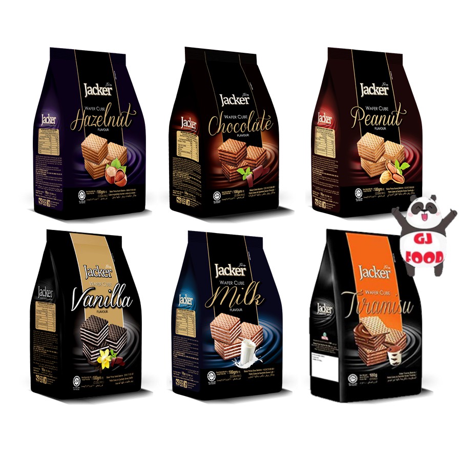 100g Jacker Wafer Cube Hazelnut / Chocolate / Milk / Peanut / Tiramisu ...