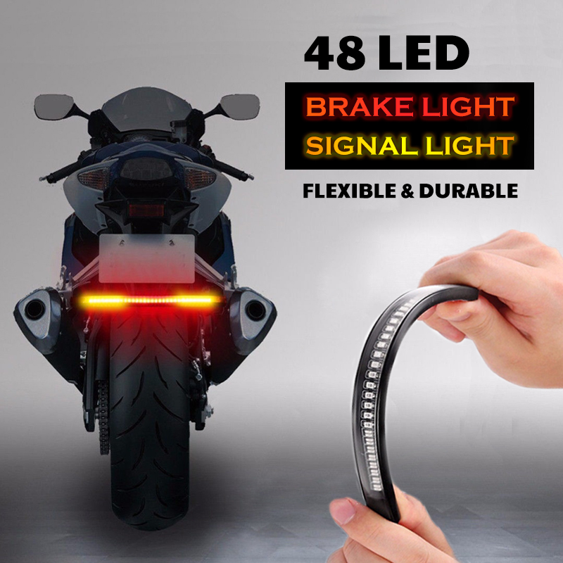 1PC Flexible & Durable Motorcycle Brake Light Signal Light Strip 48LED ...