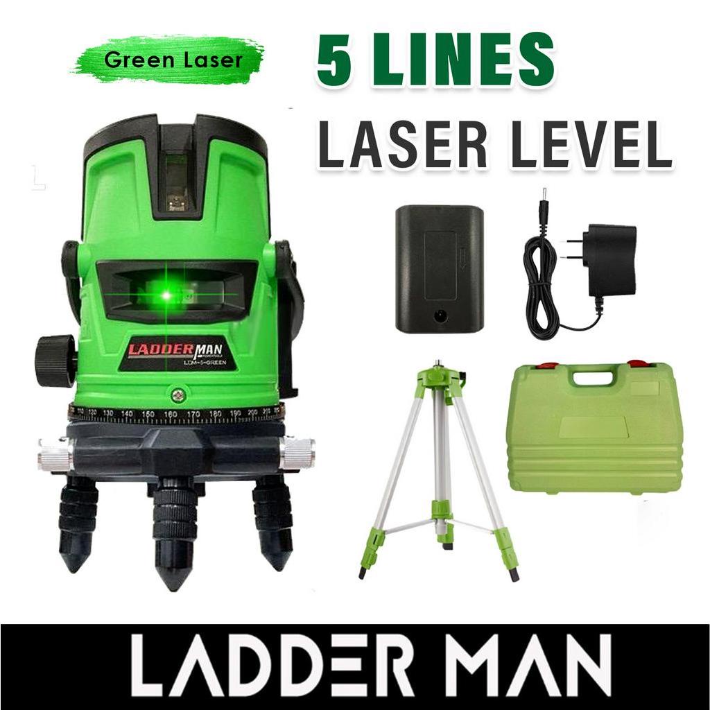 Green Line Laser Level 5 Lines 6 Point Indoor Outdoor Self Leveling ...