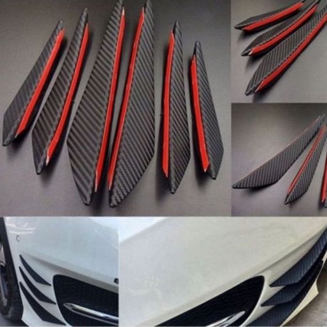 6Pcs Carbon Fiber Style Car Front Bumper Lip Splitter Body Spoiler ...