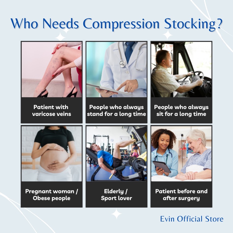 EVIN Graduated Pressure Compression Stockings Socks Open Toe Knee High ...