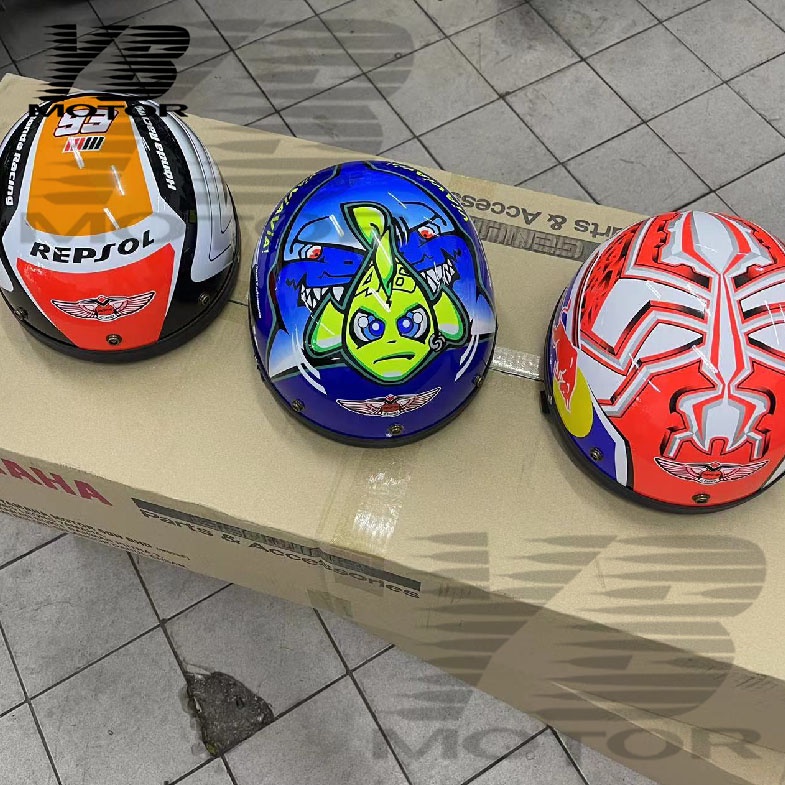 MHR HALF CUT HELMET (MOVISTAR/46 SHARK/REPSOL/RED BULL) | Shopee Malaysia
