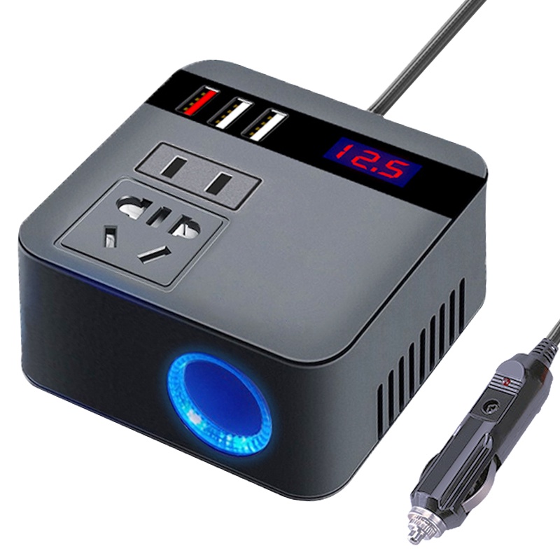 Car Inverter 150W Peak DC12V/24V to 110V/220V LED Display Sockets Power ...