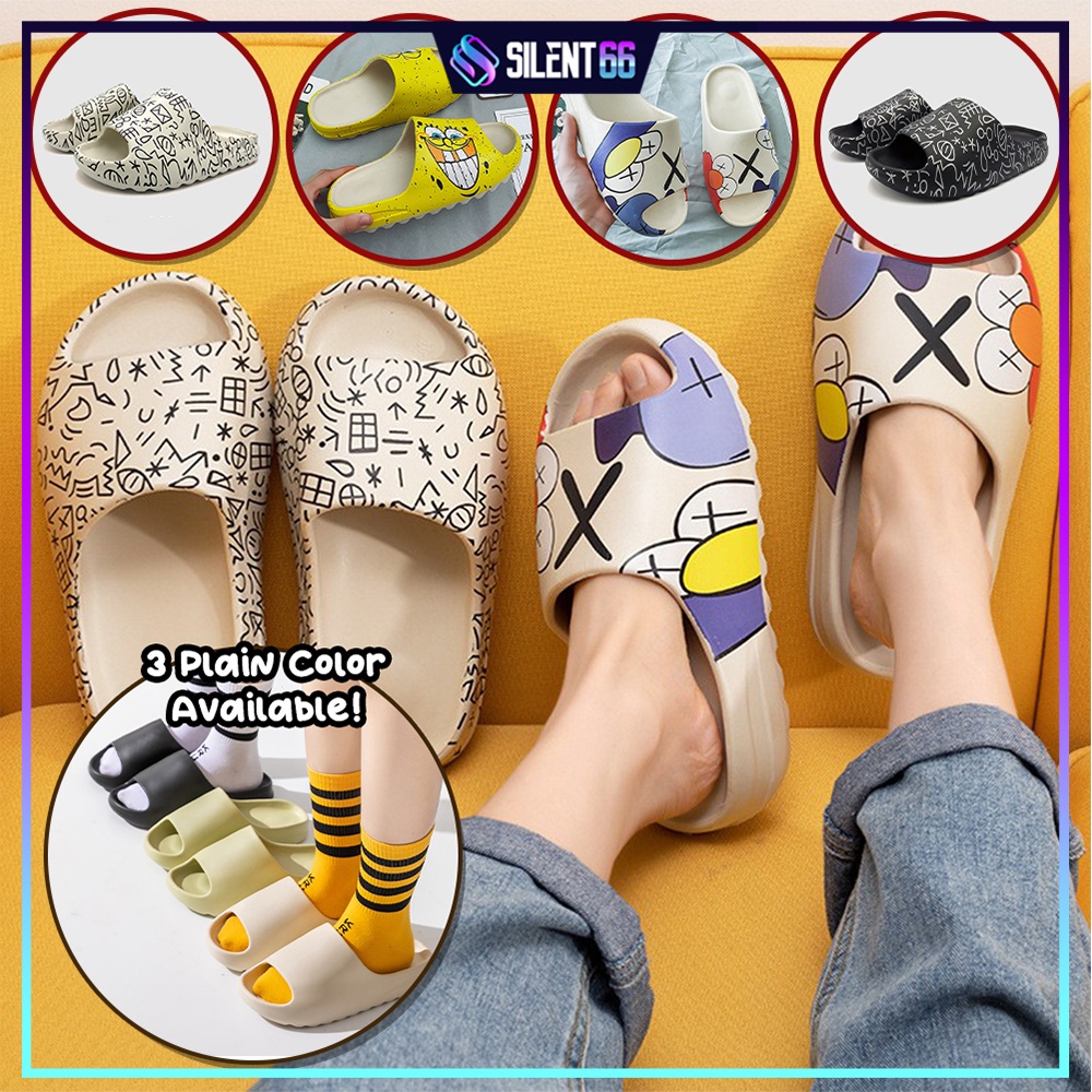 READY STOCK Slide Unisex Women Men Casual Slippers Cartoon Sandals ...