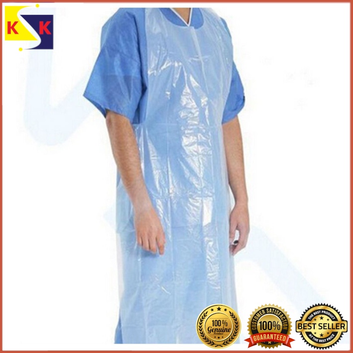 Barber Salon Disposal Apron Waterproof PE Adult Size Disposable Full ...