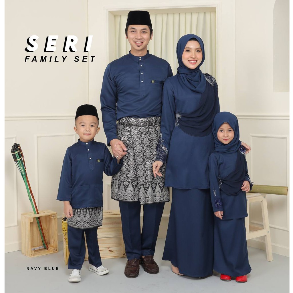 Set Family Kurung Moden Seri「 Warna Navy Blue 」 Set Sedondon Keluarga ...