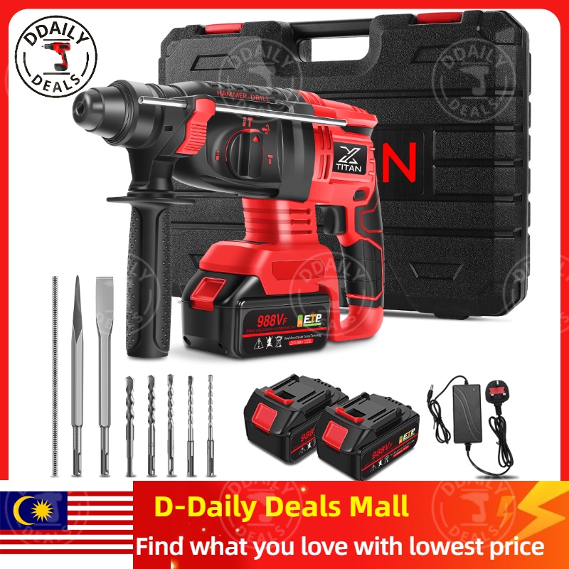 Xtitan 988vf Lithium Electric Hammer Drill Set Multifunction Rotary