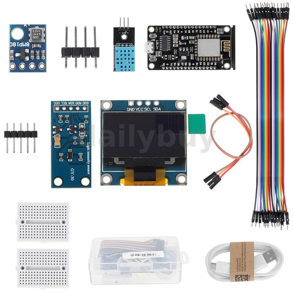 ESP8266 Weather Station Kit with Temperature Humidity Atmosphetic Pressure Light Sensor 0.96 ...