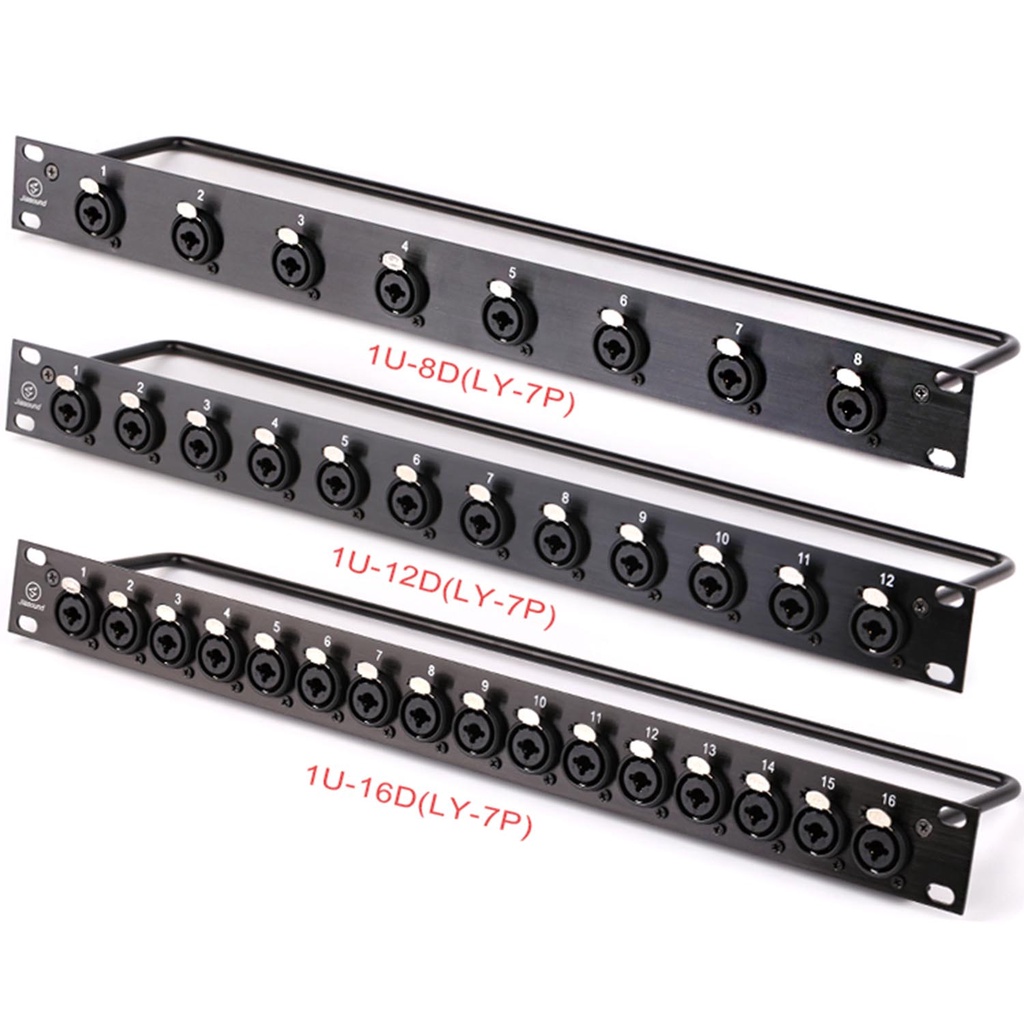 Rack Patch Panel 8 12 16 Way 3 Pole XLR Female Chassis Connnector 1U ...