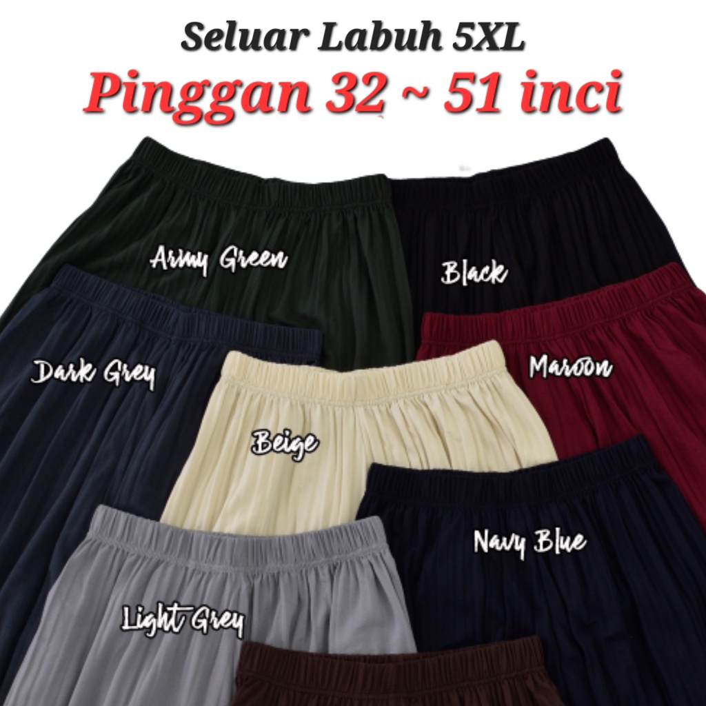 (5XL) SELUAR PANJANG MUSLIMAH PLUS SAIZ / SELUAR LABUH PLAIN KAKI BESAR ...
