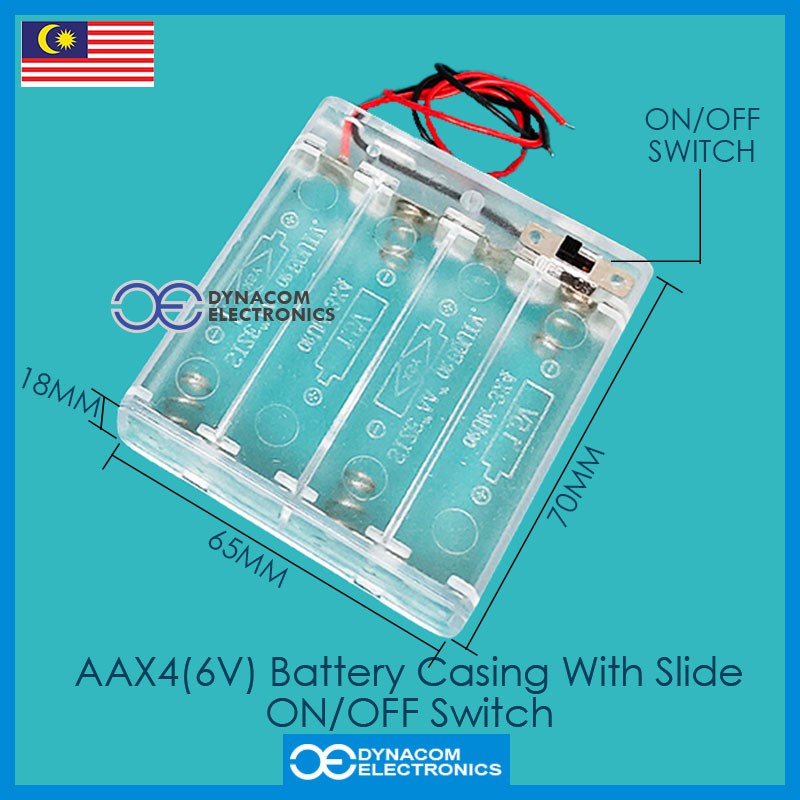 AA Transparent Battery Holder With ON/OFF Slide Switch [Pemegang Bateri ...